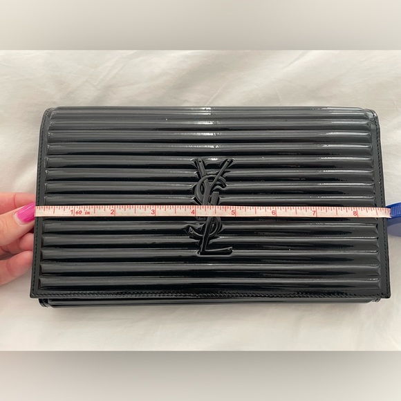 Yves Saint Laurent | Bags | Ysl Wallet On Chain Patent Black Leather ...